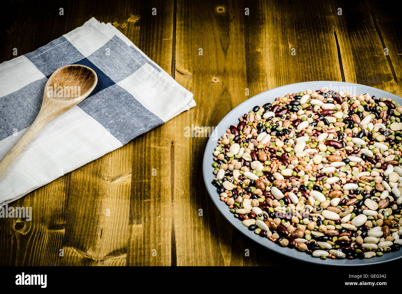 legumes in a dish, close up, background Stock Photo - Alamy