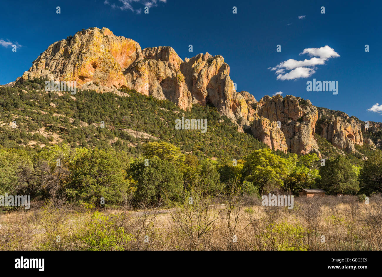 Rhyolite cliffs around Sunny Flat Campground in Cave Creek Canyon, at ...