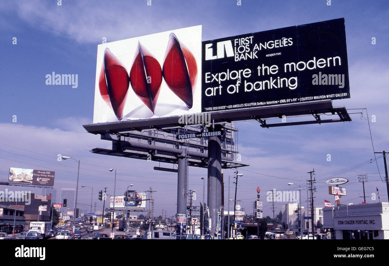 First Los Angeles Bank billboard featuring art sculpture by DeWain ...