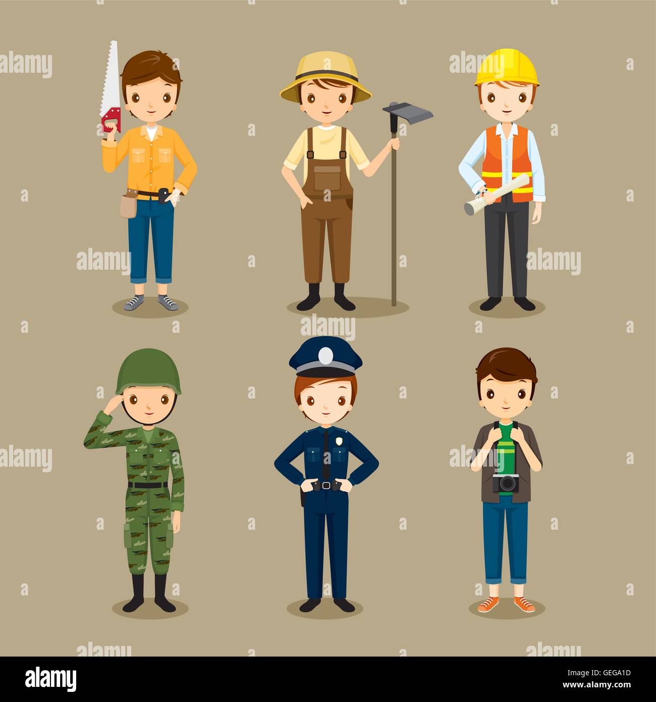 Cartoon illustration professional people occupations hi-res stock ...