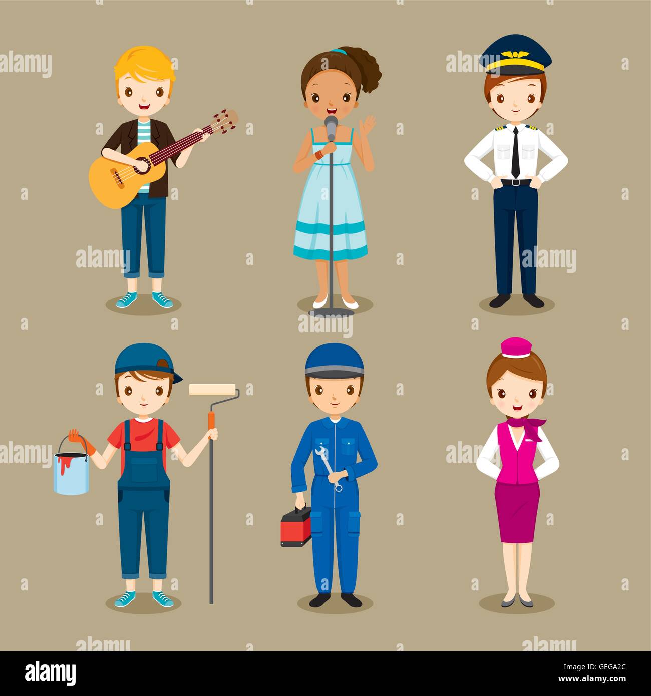 Cartoon illustration professional people occupations High Resolution ...