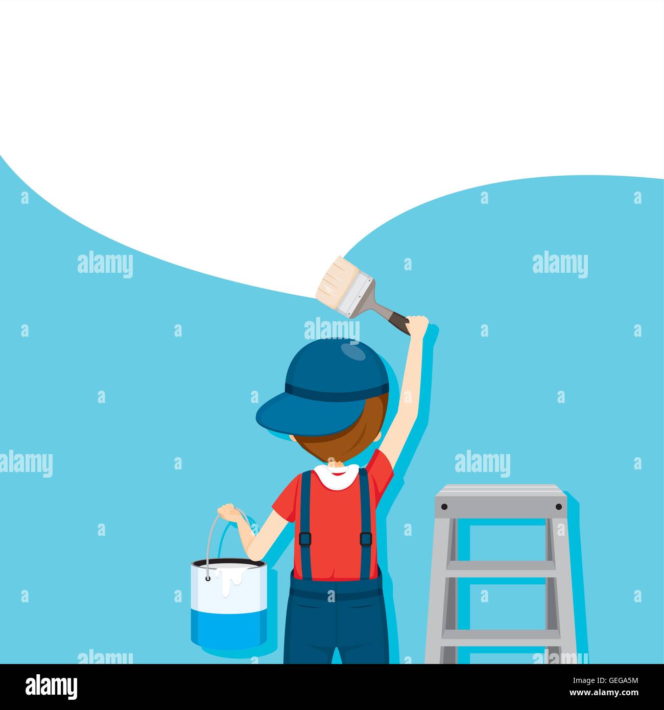 Painter Coloring Wall By Paintbrush, People Occupations, Profession ...