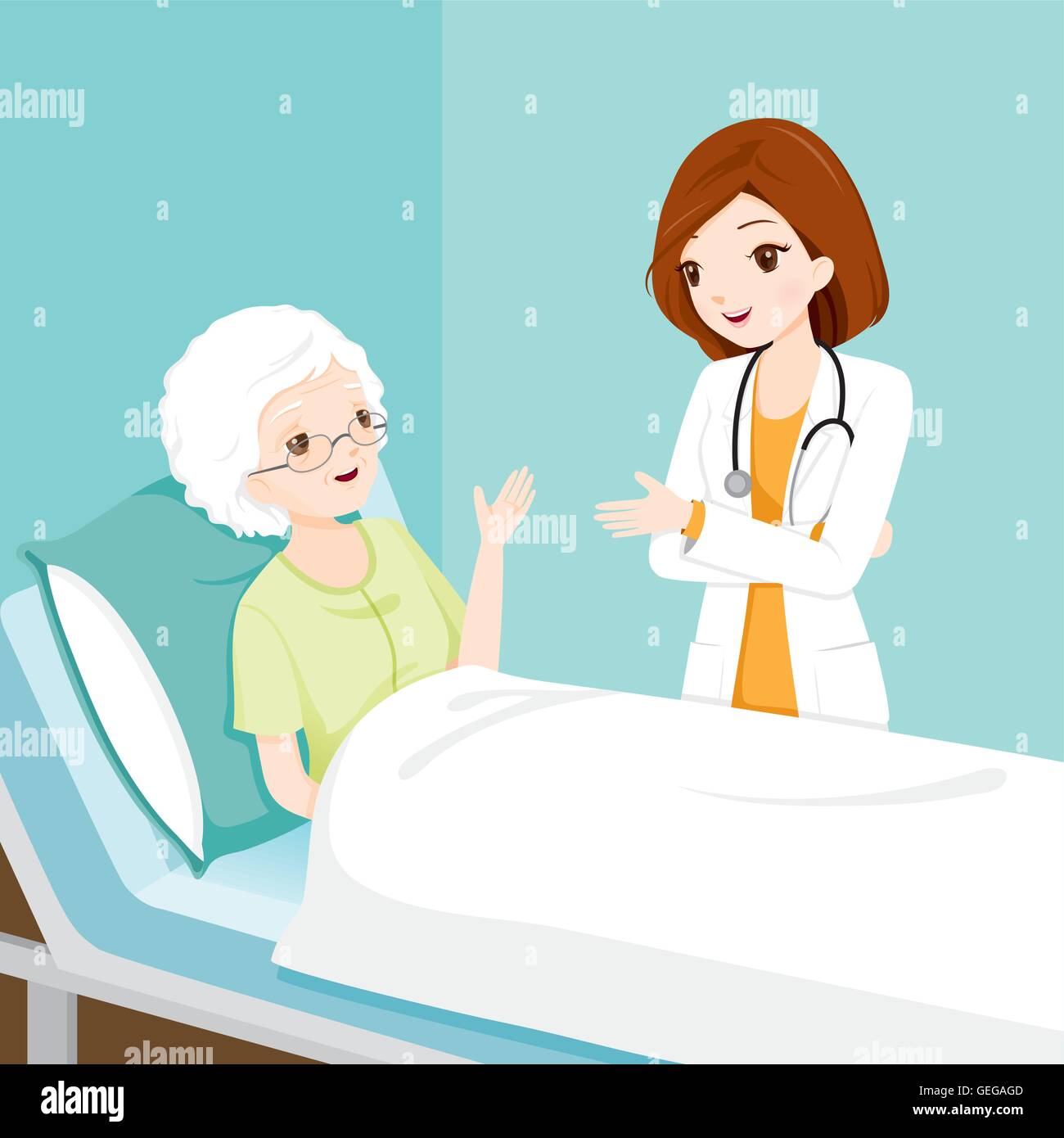 Happy Hospital Patient Cartoon