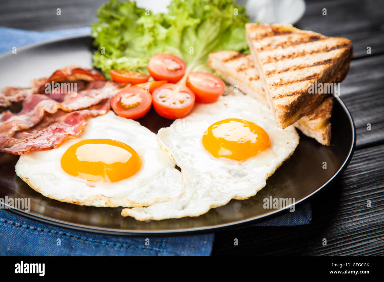 Traditional breakfast on a plate Stock Photo - Alamy