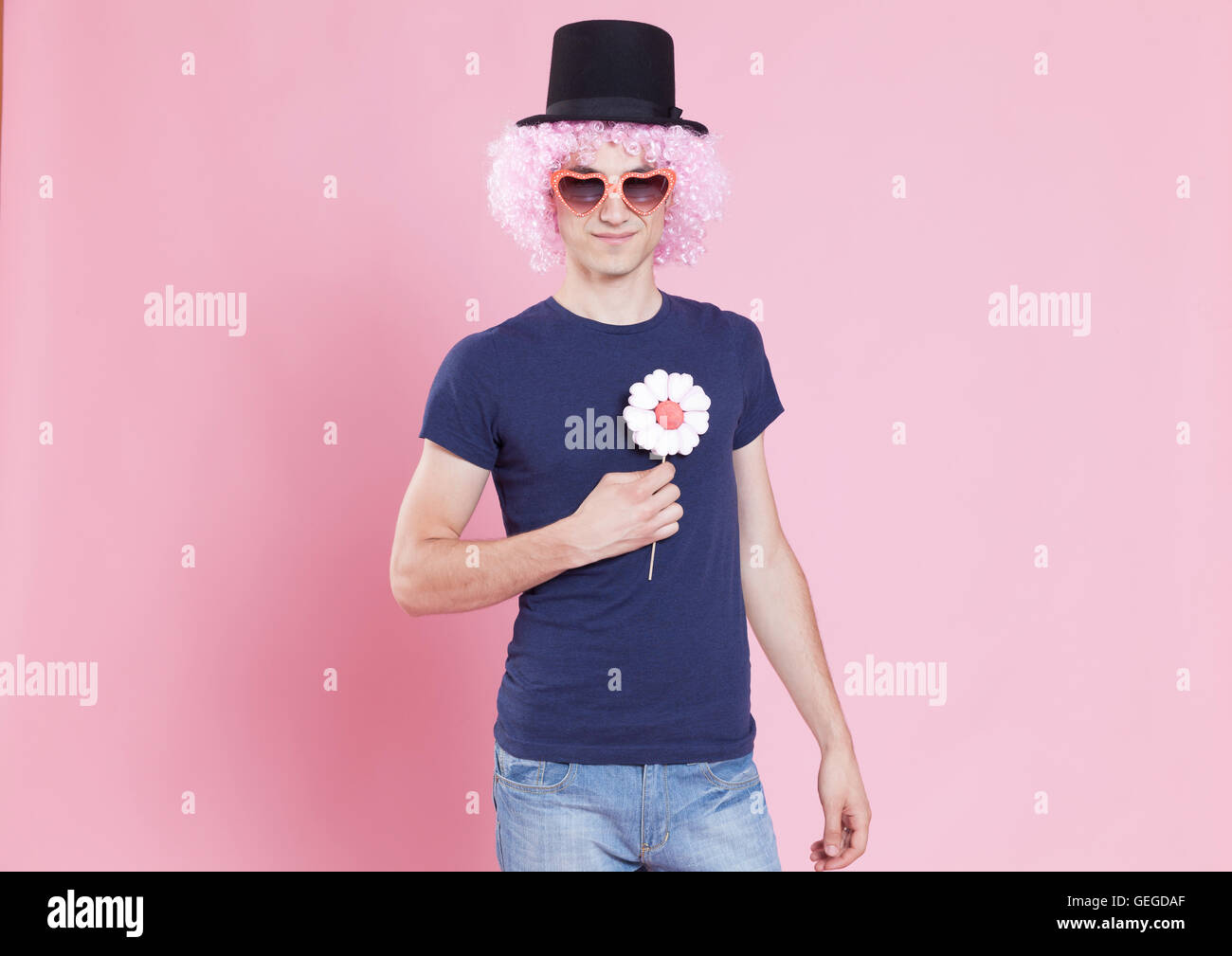 Man pink wig hi-res stock photography and images - Alamy