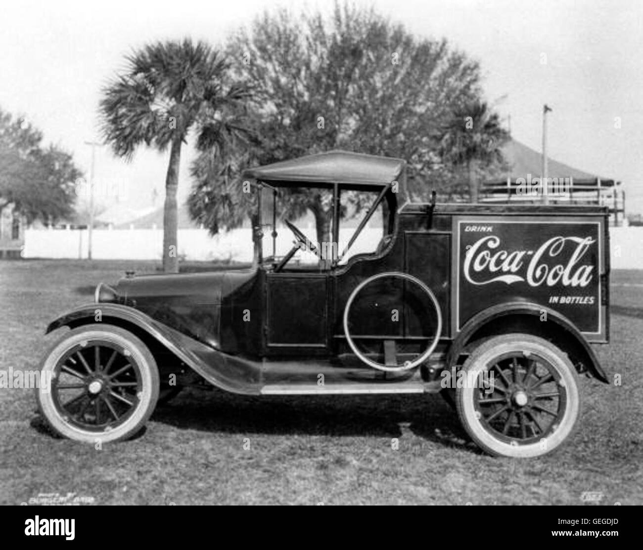 A historic photograph of a Coca-Cola bottling truck in Tampa ...
