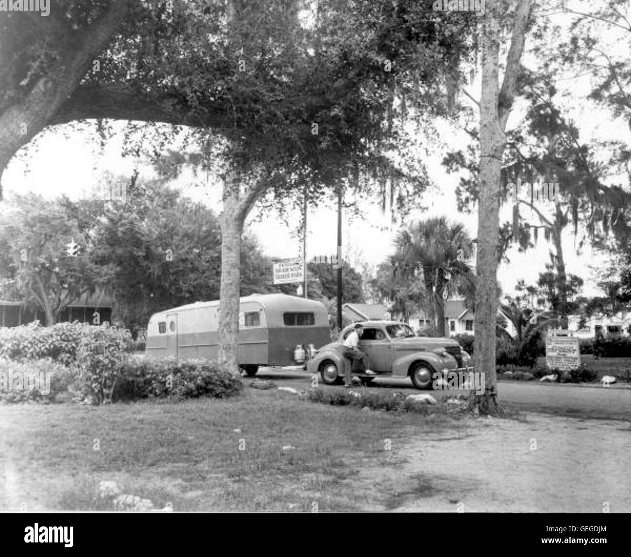 A trailer and automobile are parked at Bradenton Trailer Park in ...