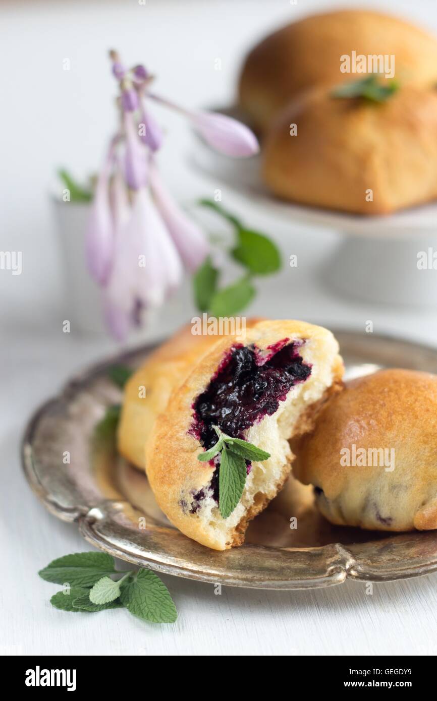 Buns with blueberry Stock Photo - Alamy