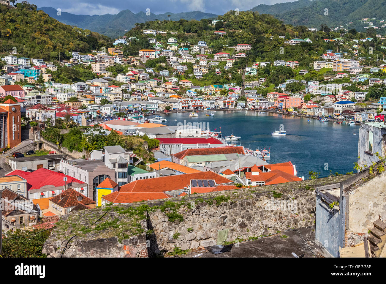 View Of St. George's From Fort George Grenada Stock Photo - Alamy