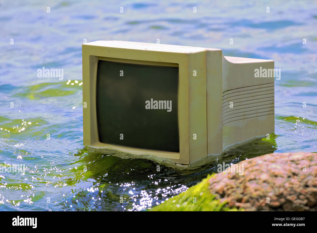 unusual frame sea surrounds computer monitor Stock Photo - Alamy