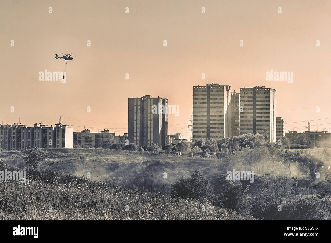 burned urban landscape Stock Photo - Alamy