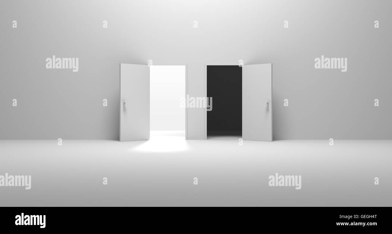 Two Doors Opened, Good or Bad Stock Photo - Alamy