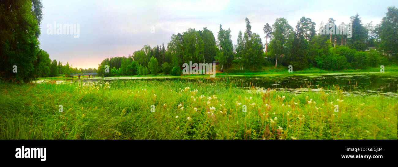 summer panorama of the river with beautiful banks Stock Photo - Alamy