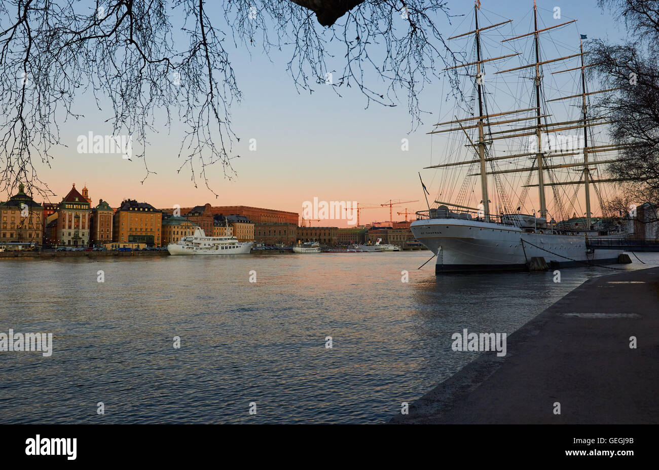 af Chapman sailing ship now a youth hostel moored off Skeppsholmen ...