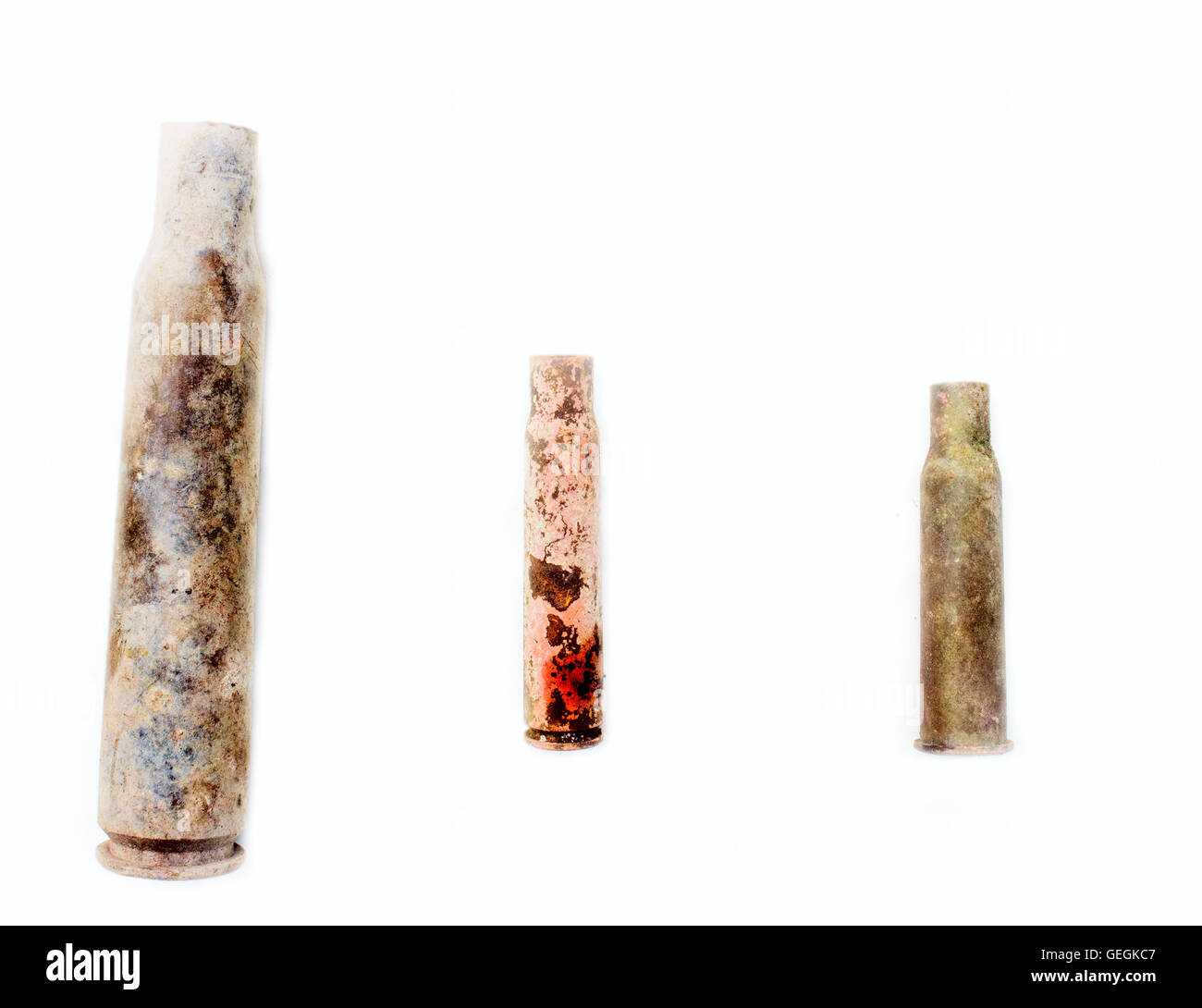 vintage military cartridge of second world war on white background ...