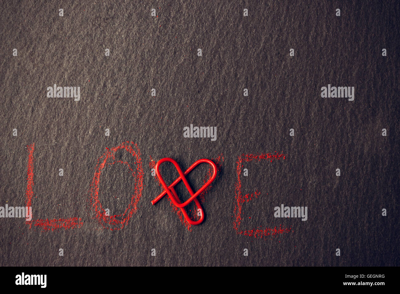Love concept for lovers made with heart-shaped clip. Horizontal image ...