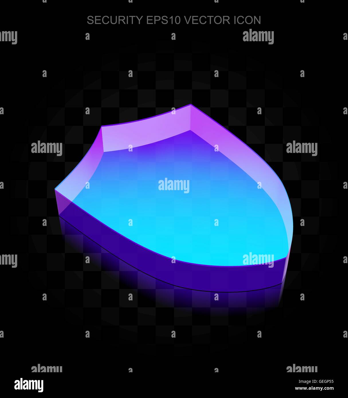Protection icon: 3d neon glowing Shield made of glass, EPS 10 vector ...