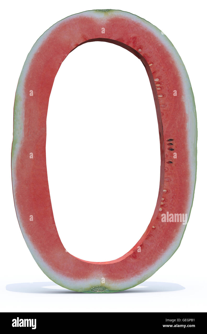 number Zero made with watermelon, 3d illustration Stock Photo - Alamy