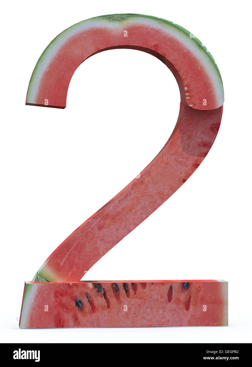 number Two made with watermelon, 3d illustration Stock Photo - Alamy