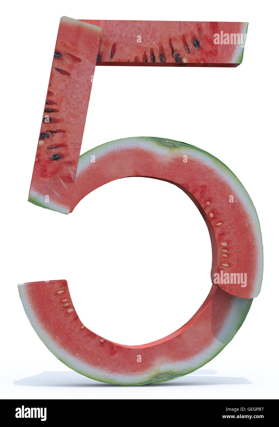 number five made with watermelon, 3d illustration Stock Photo - Alamy