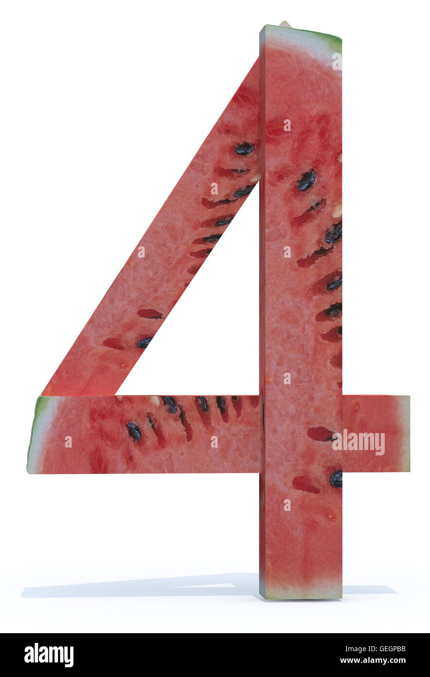 number four made with watermelon, 3d illustration Stock Photo - Alamy