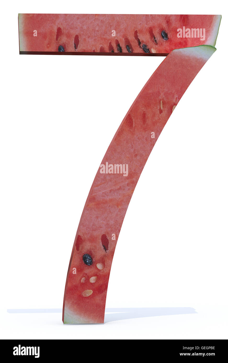 number seven made with watermelon, 3d illustration Stock Photo - Alamy
