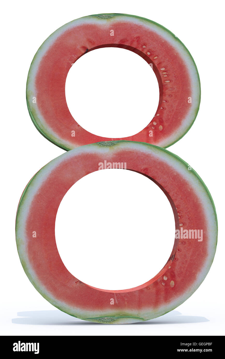 number eight made with watermelon, 3d illustration Stock Photo - Alamy
