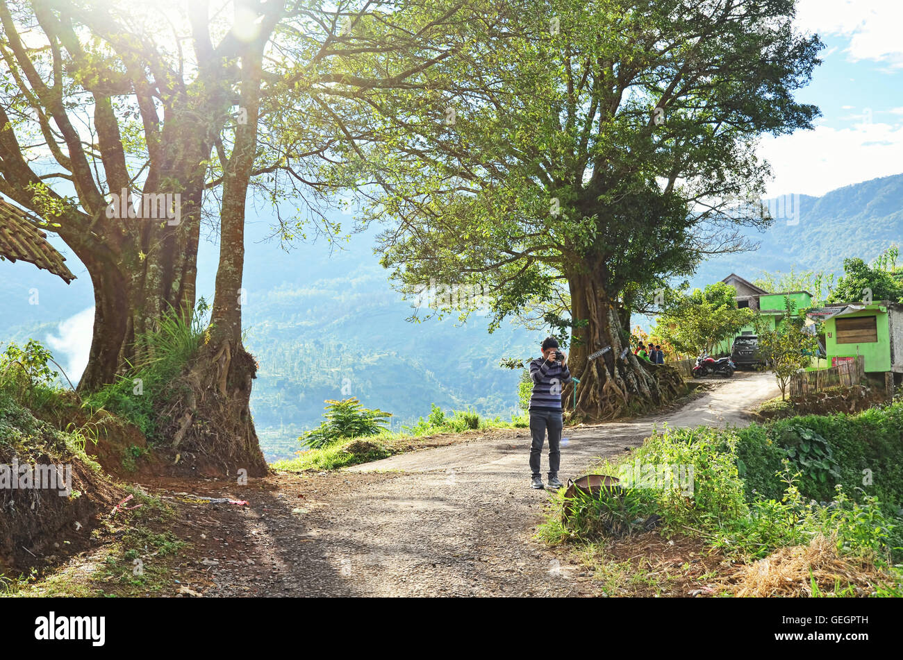 Photographer capturing morning scenery in Argapaura, Majalengka, West ...