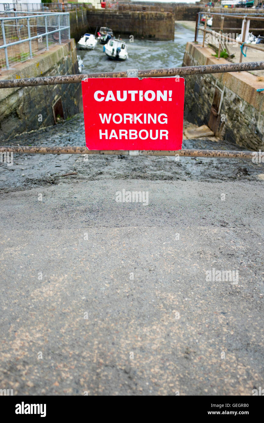 Working Harbour sign in Portreath, Cornwall Stock Photo - Alamy