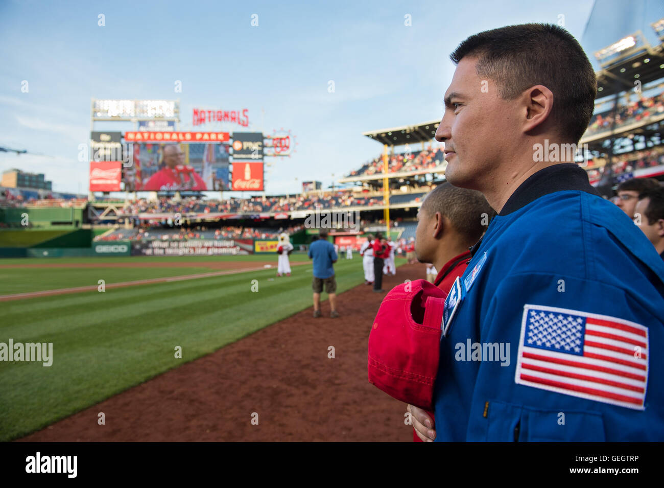 Astronaut Kjell Lindgren threw the first pitch at a Washington ...