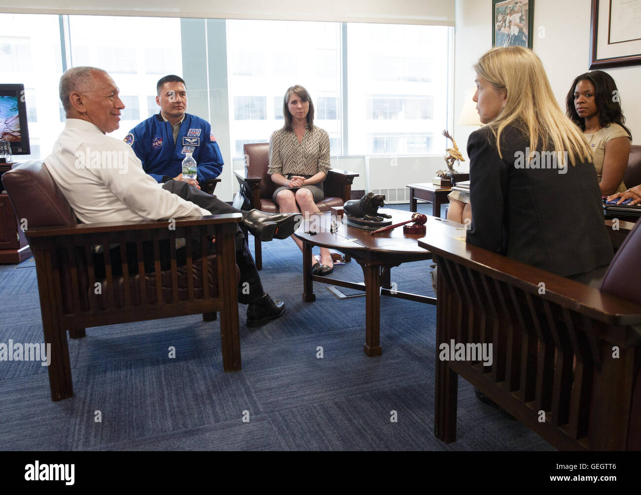 Astronaut Kjell Lindgren is pictured at NASA Headquarters, discussing ...