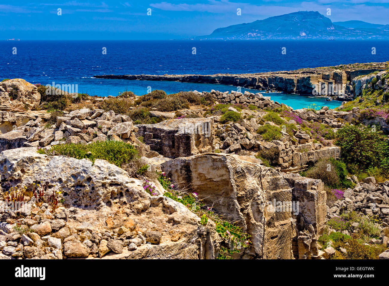 Italy Sicily Egadi Islands Favignana - Cala Rossa Stock Photo - Alamy