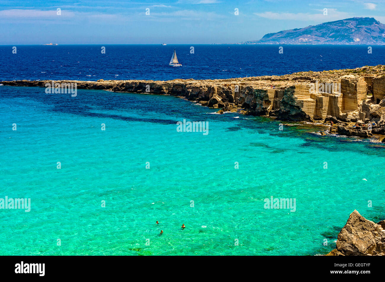 Italy Sicily Egadi Islands Favignana - Cala Rossa Stock Photo - Alamy