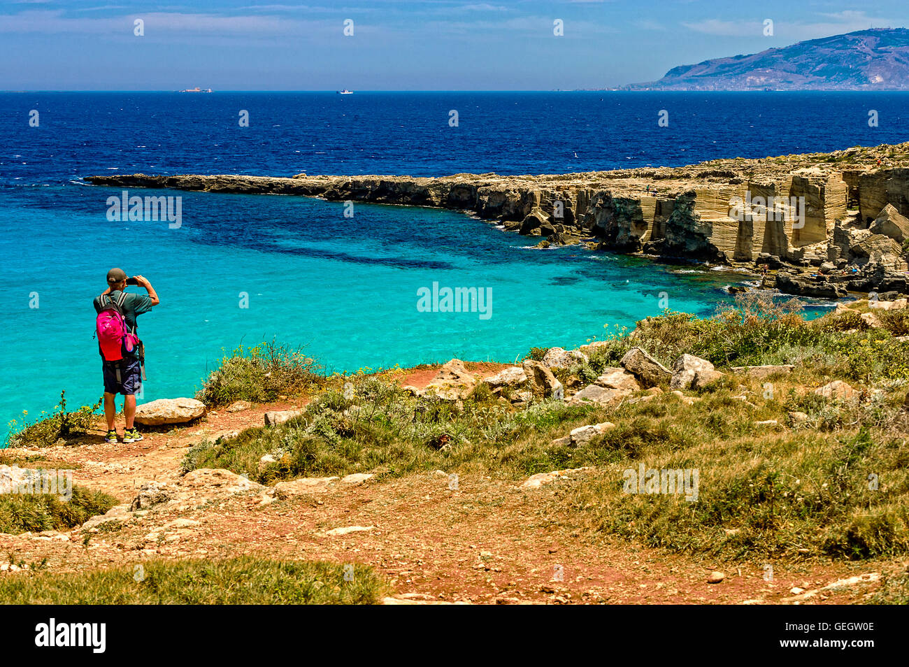 Italy Sicily Egadi Islands Favignana - Cala Rossa Stock Photo - Alamy