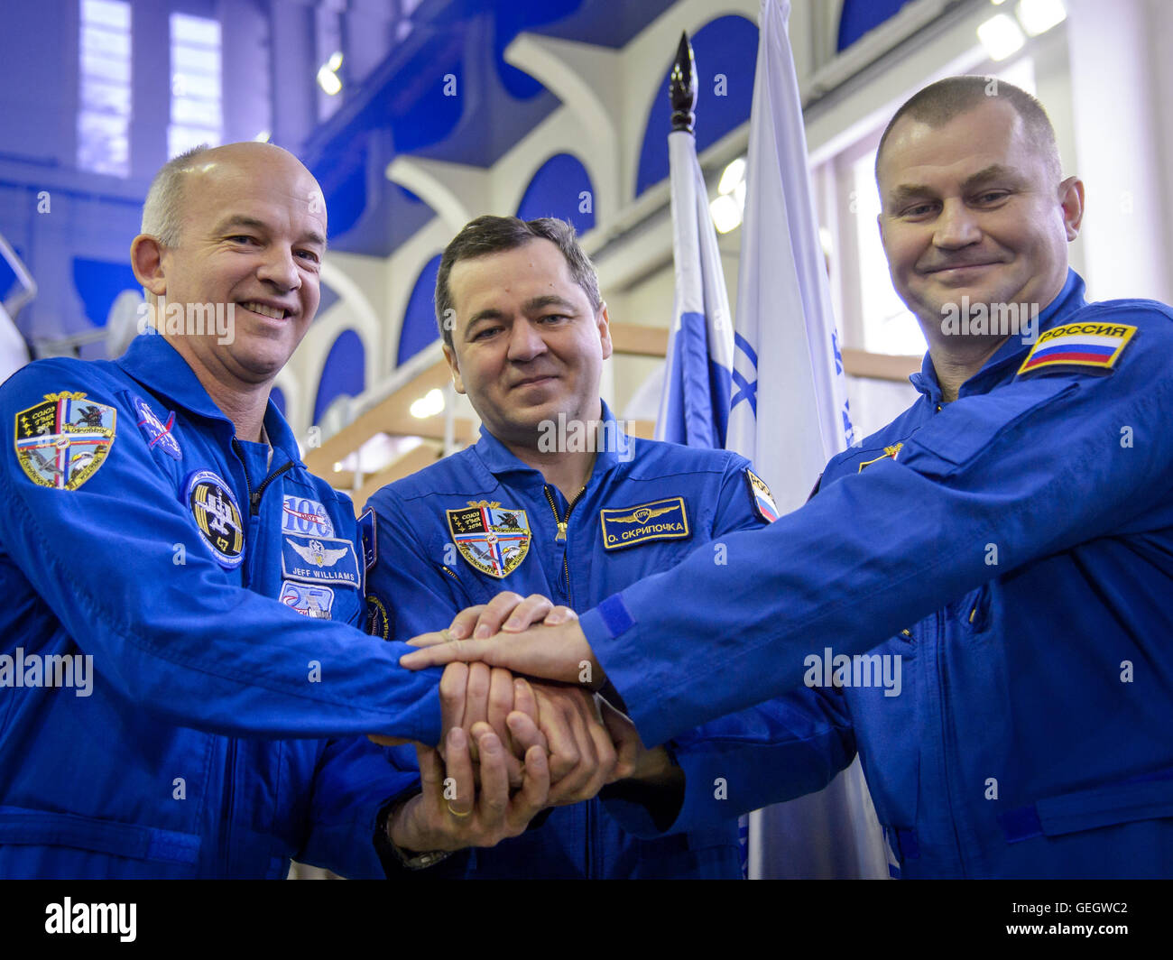 Expedition 47 crew members, including astronauts Jeff Williams, Oleg ...