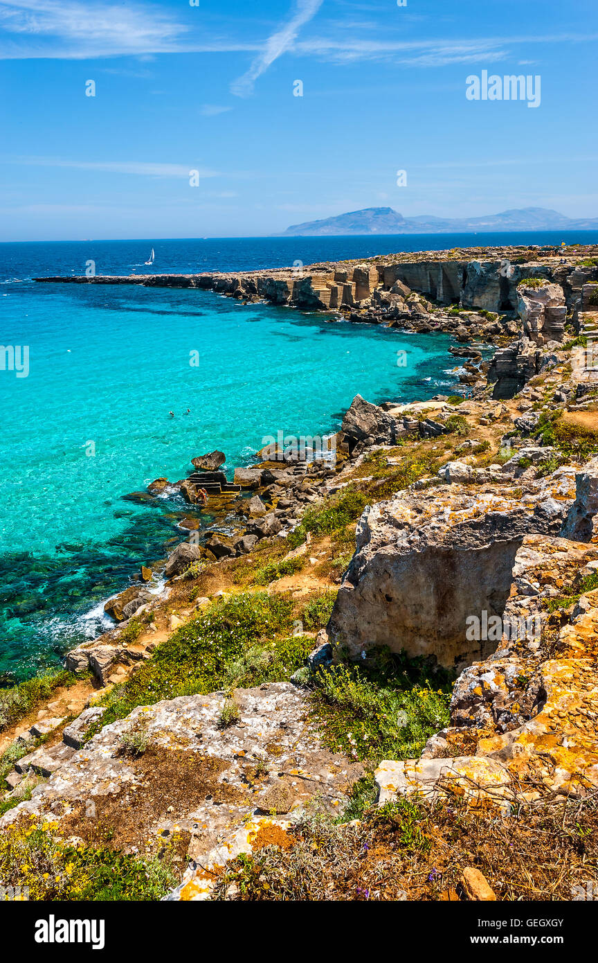 Italy Sicily Egadi Islands Favignana - Cala Rossa Stock Photo - Alamy