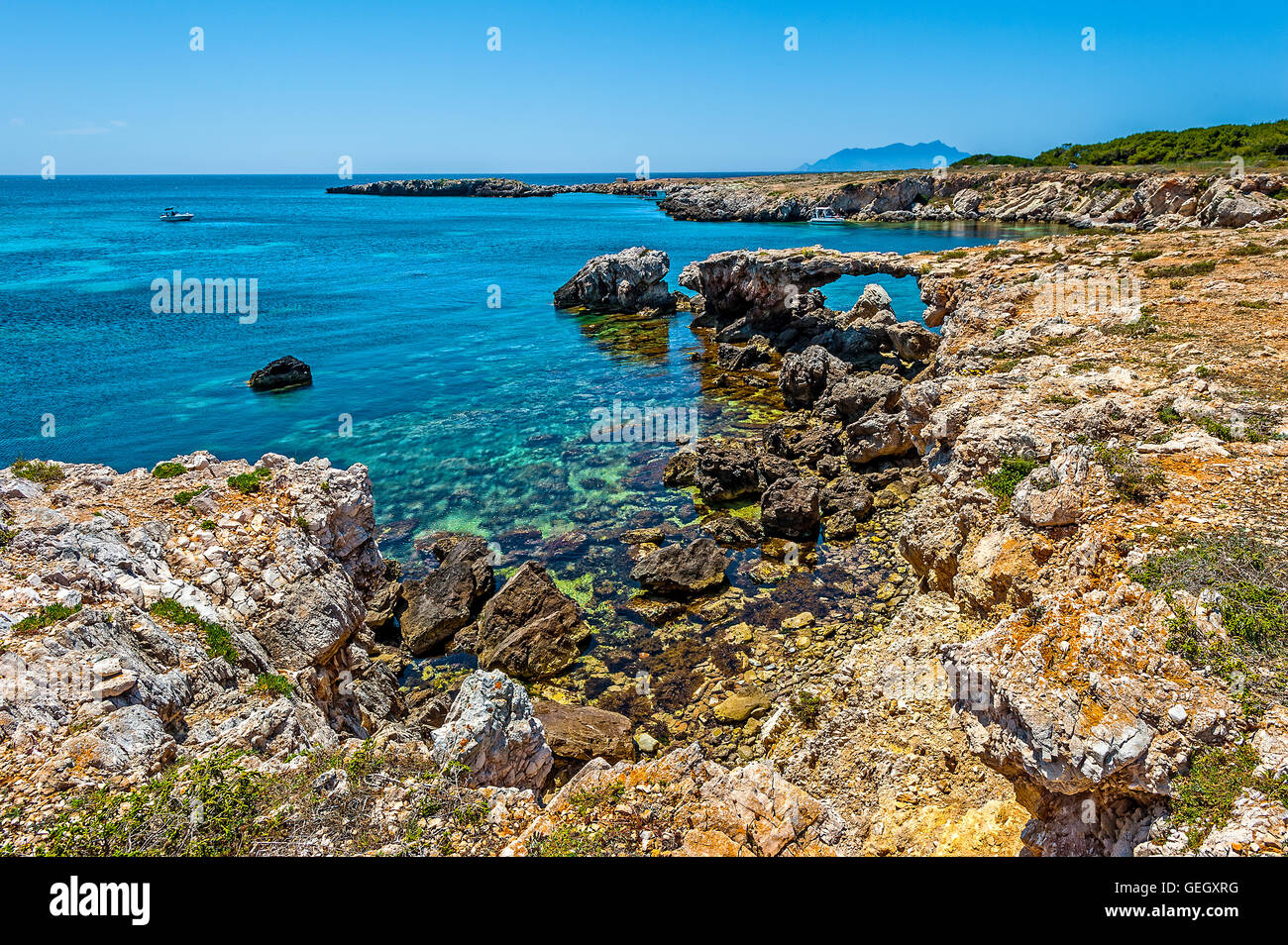Italy Sicily Egadi Islands Favignana - Cala Rotonda beach Stock Photo ...