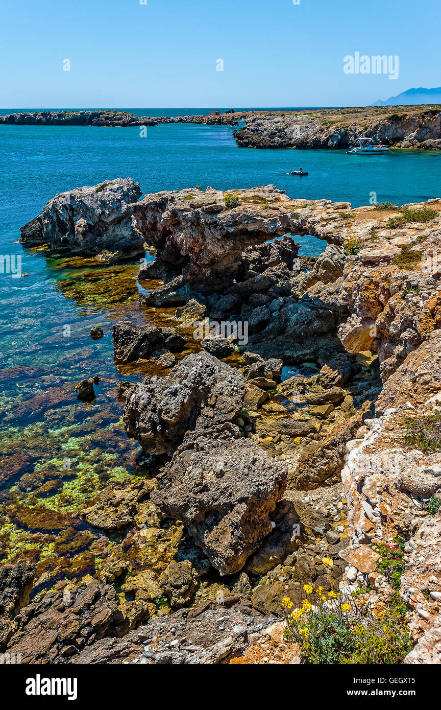 Italy Sicily Egadi Islands Favignana - Cala Rotonda beach Stock Photo ...