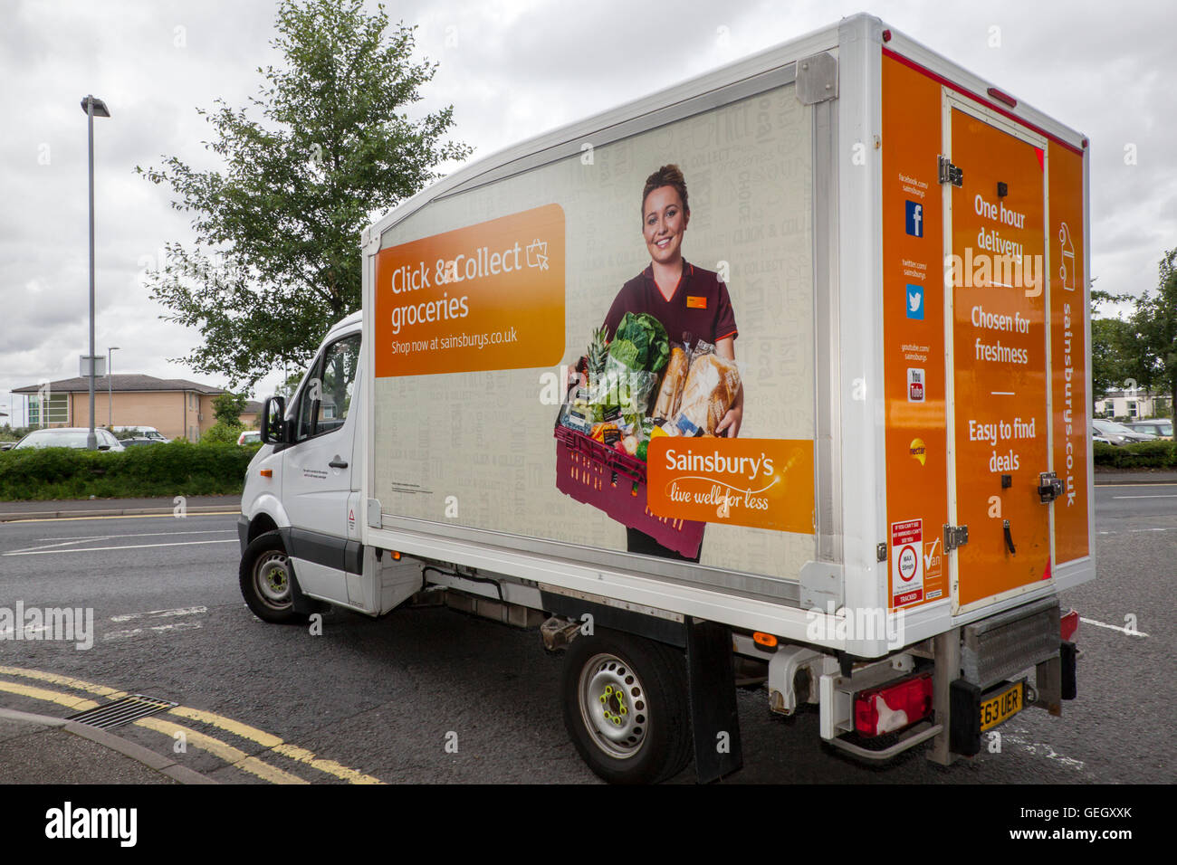 Sainsburys supermarket grocery delivery store vehicles, Chorley ...