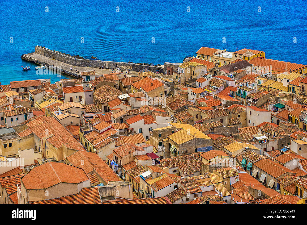 Italy Sicily Cefalù view fron the fortress Stock Photo - Alamy