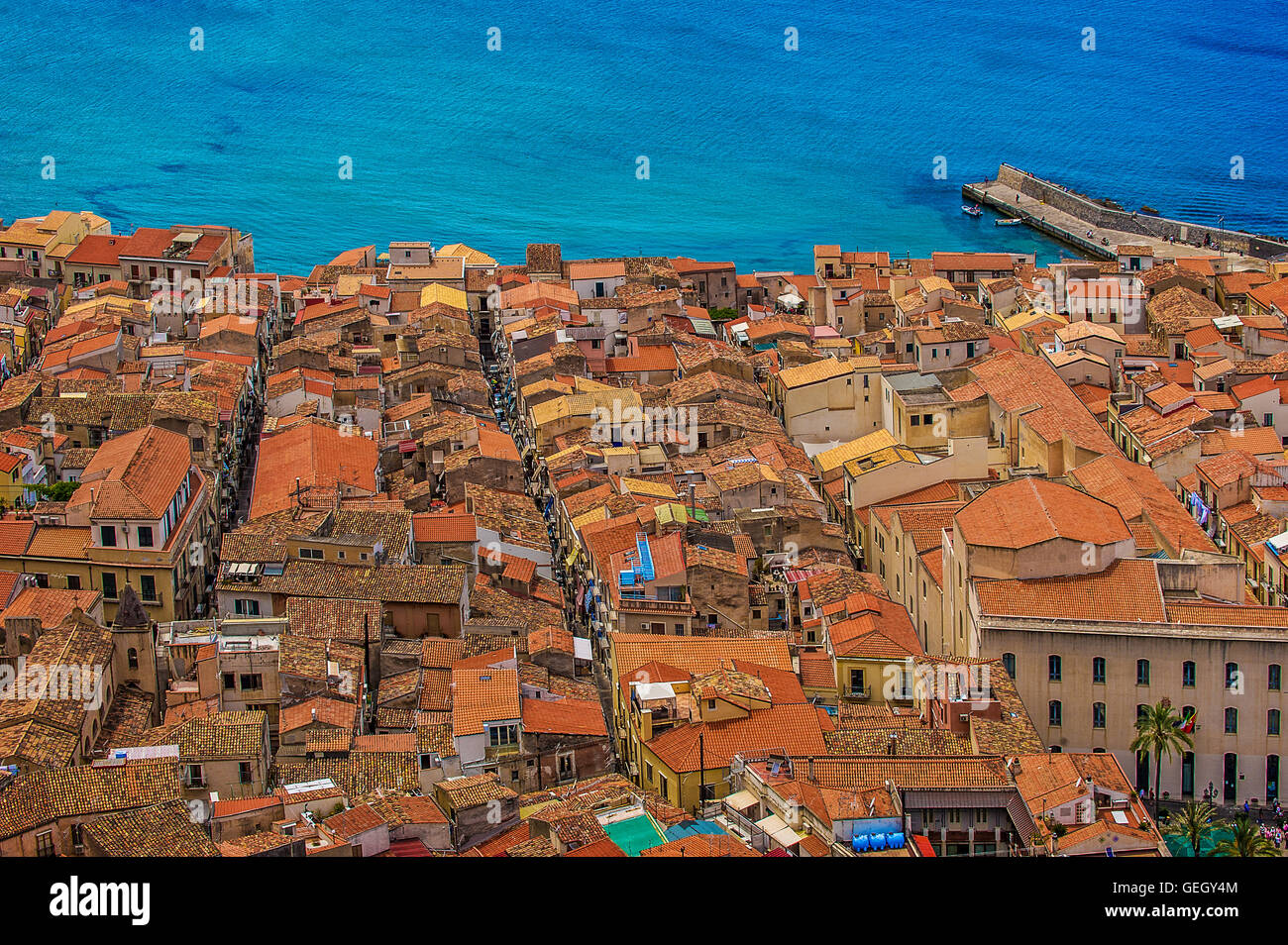 Italy Sicily Cefalù view fron the fortress Stock Photo - Alamy