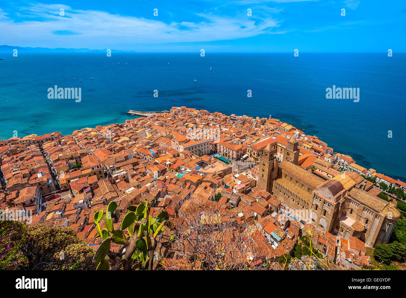 Italy Sicily Cefalù view fron the fortress Stock Photo - Alamy