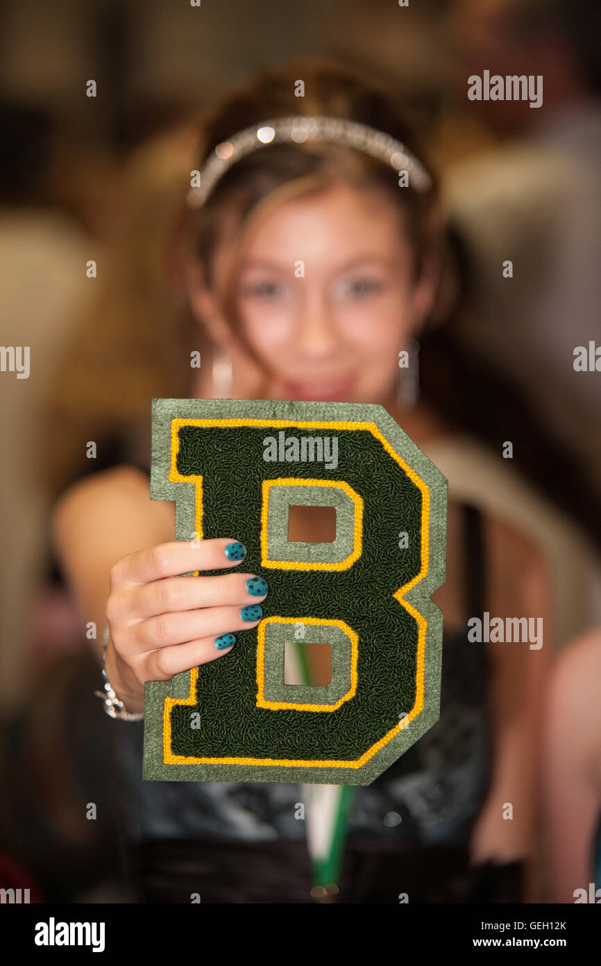 Girl with Letter B Stock Photo - Alamy