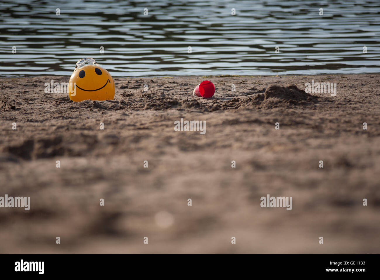 Happy Ball on Beach Stock Photo - Alamy