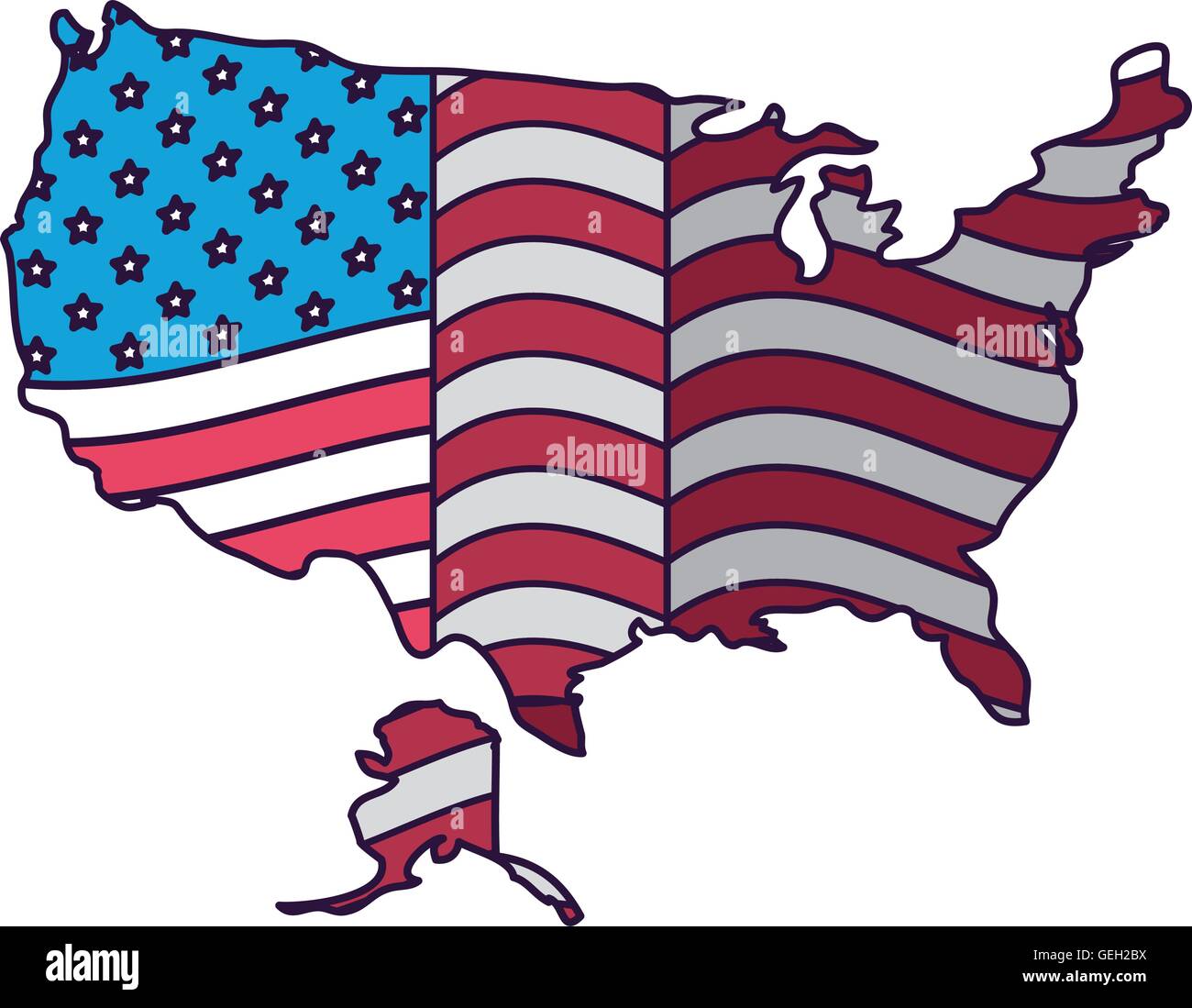 usa map with flag isolated icon design Stock Vector Image & Art - Alamy