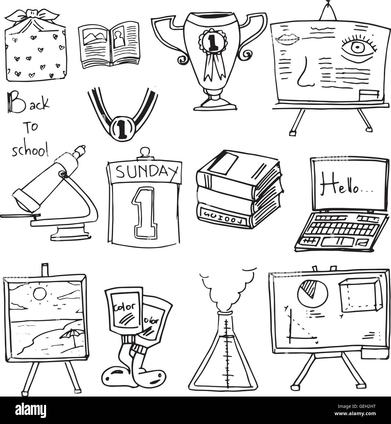 Back to school classroom supplies doodles Stock Vector Image & Art - Alamy