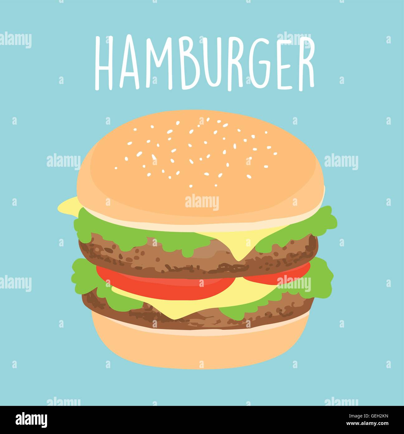 tasty cheese hamburger cartoon vector illustration Stock Vector Image ...