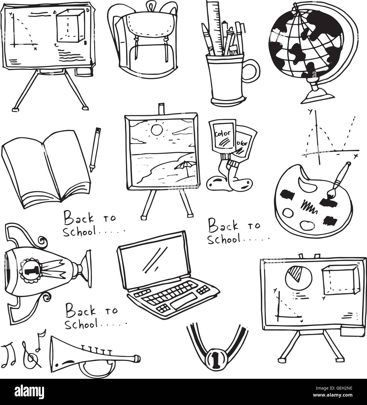 Cute element school doodles Stock Vector Image & Art - Alamy