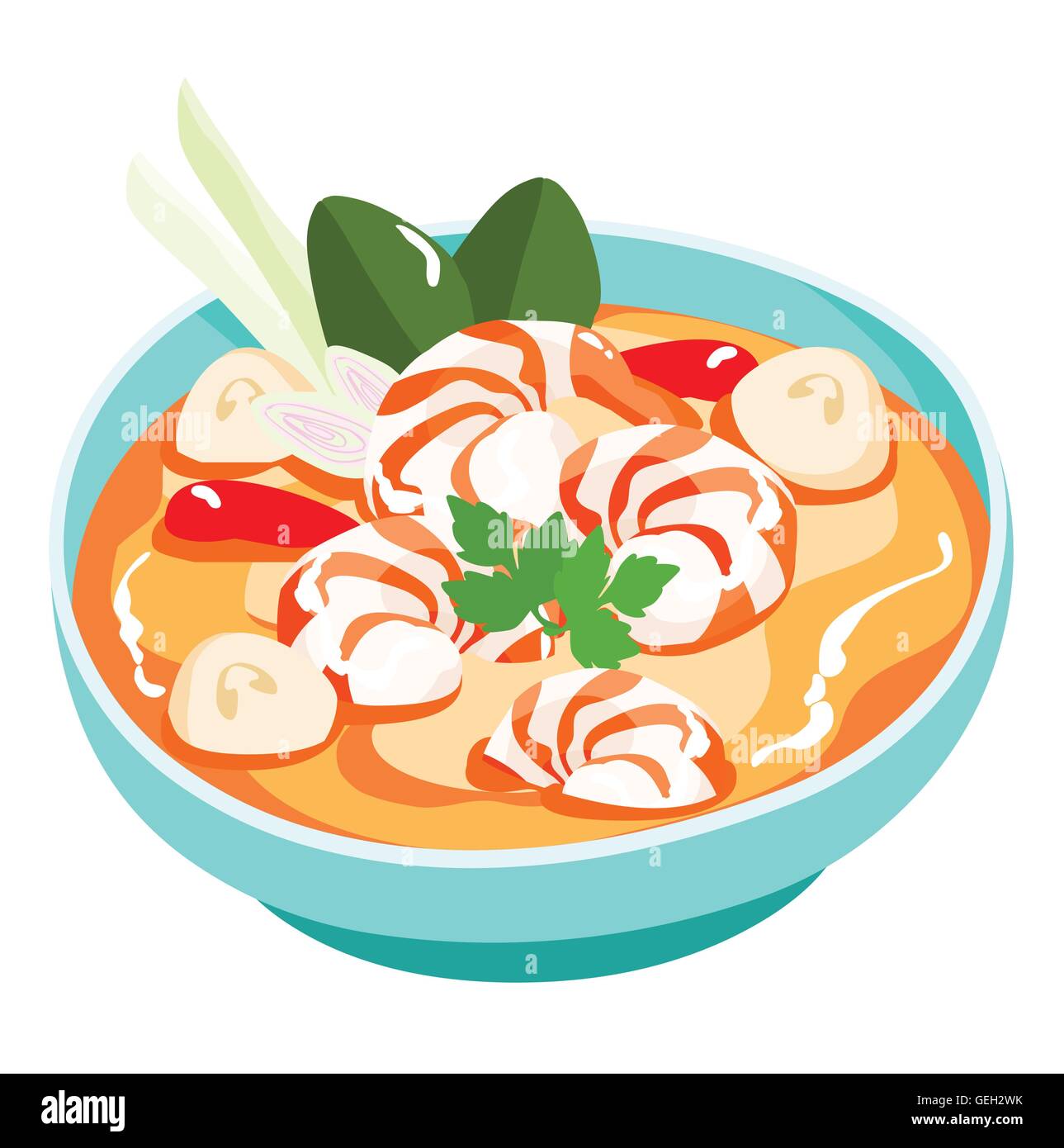 Tom yum kung Thai spicy soup vector illustration Stock Vector Image ...