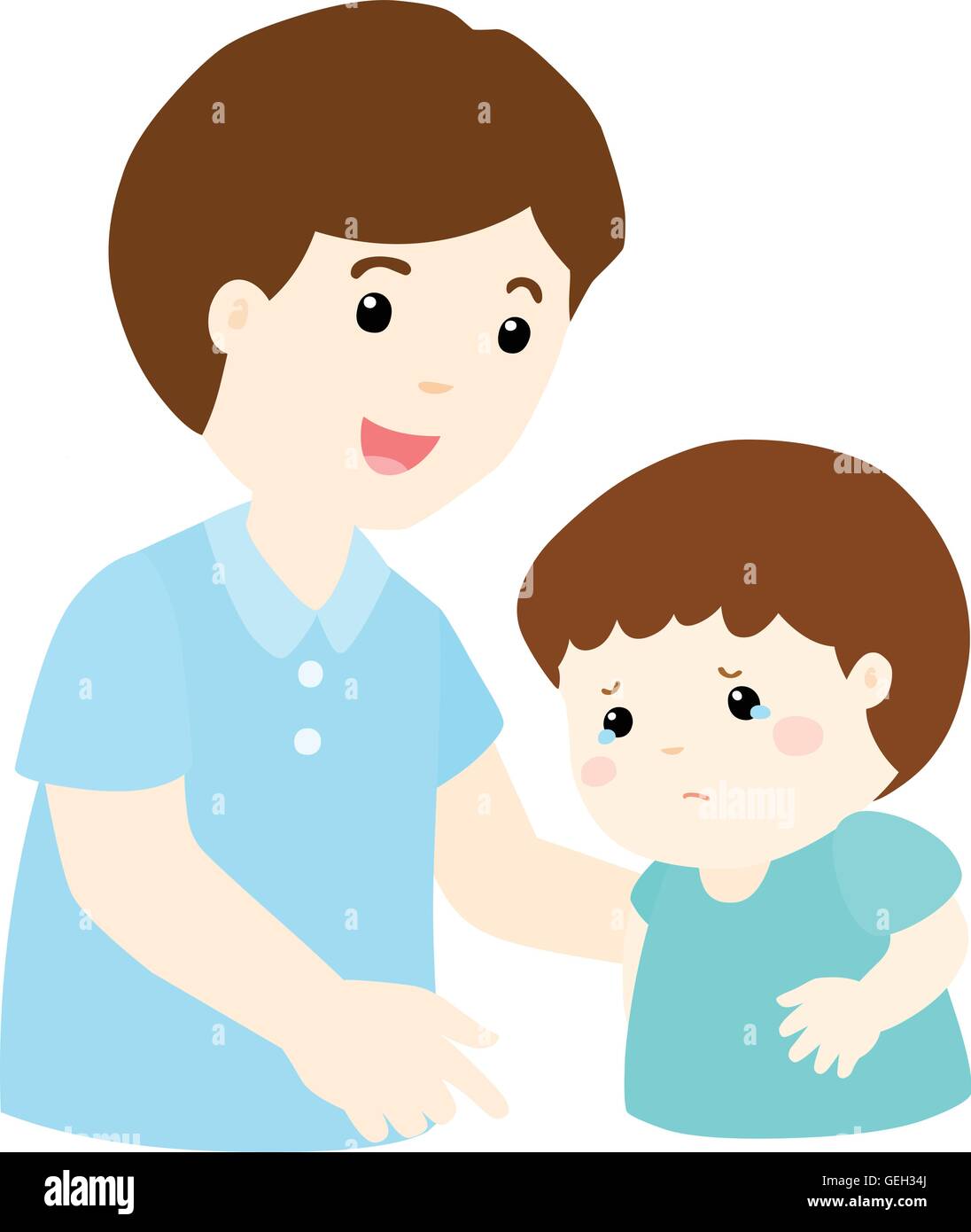 kind dad soothes crying son vector illustration Stock Vector Image ...